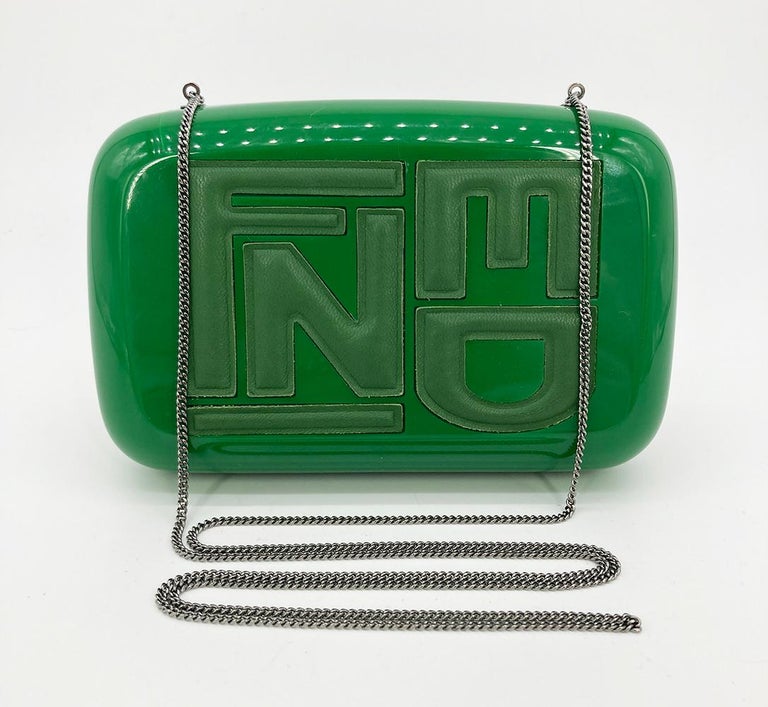 Fendi Green Logo Box Clutch For Sale at 1stDibs