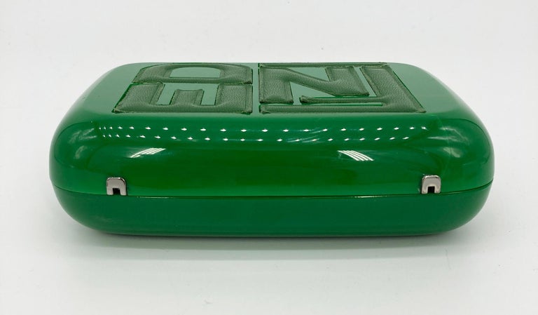 Fendi Green Logo Box Clutch For Sale at 1stDibs