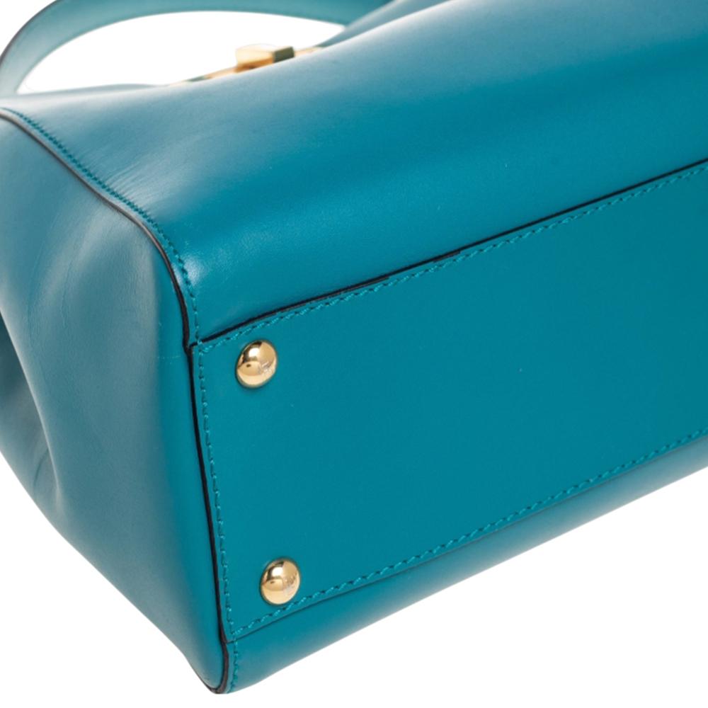 Fendi Green Leather Medium Peekaboo Top Handle Bag At 1stdibs