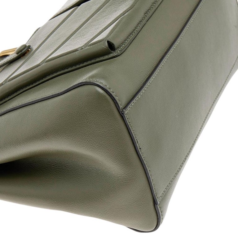 Fendi Green Leather Peekaboo Top Handle Bag At 1stdibs