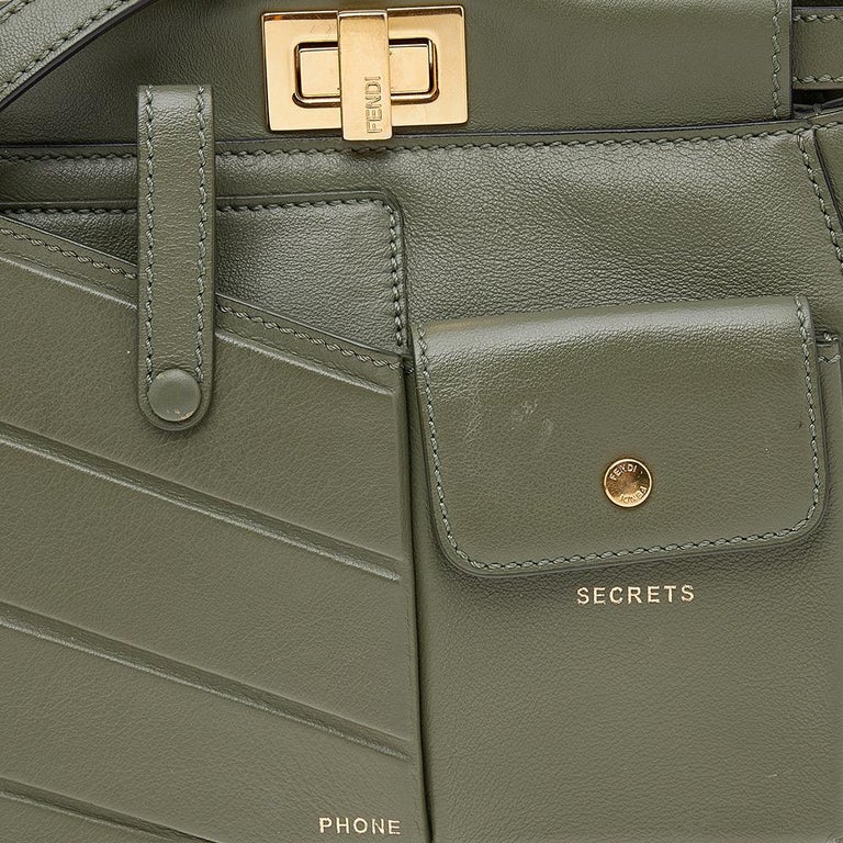 Fendi Green Leather Peekaboo Top Handle Bag At 1stdibs