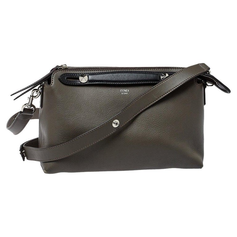Fendi Grey/Black Leather Medium By The Way Boston Bag at 1stDibs