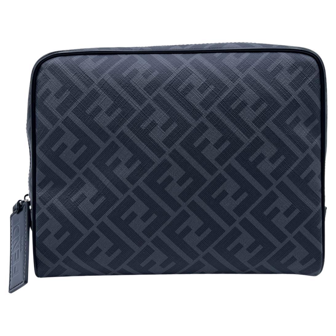 Fendi Vintage Gray Canvas Retractable Handles Briefcase Work Bag at 1stDibs