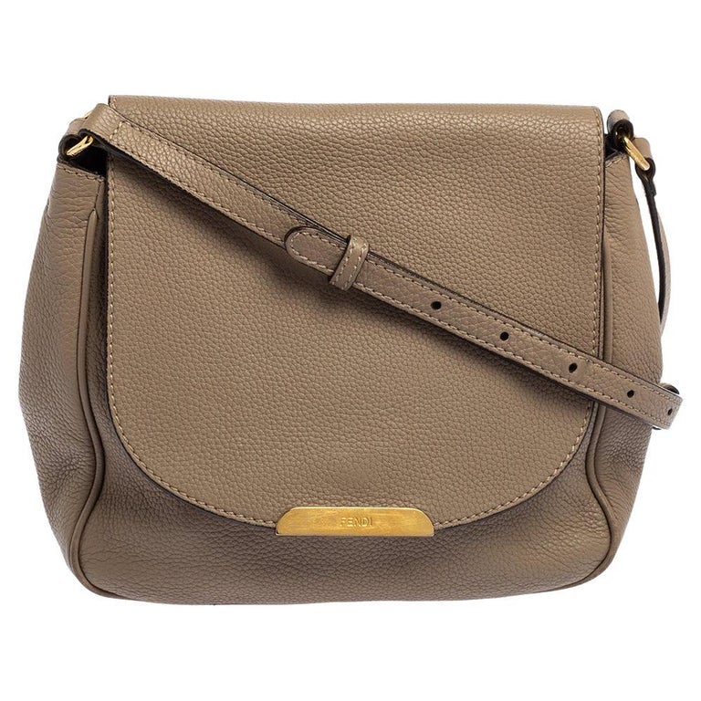 Fendi Grey Leather Flap Crossbody Bag at 1stDibs