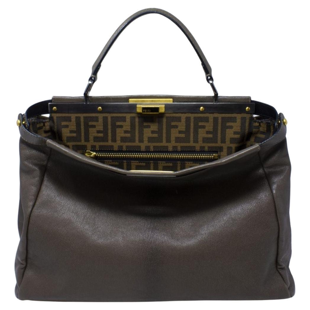 Fendi Grey Leather Large Peekaboo For Sale at 1stDibs