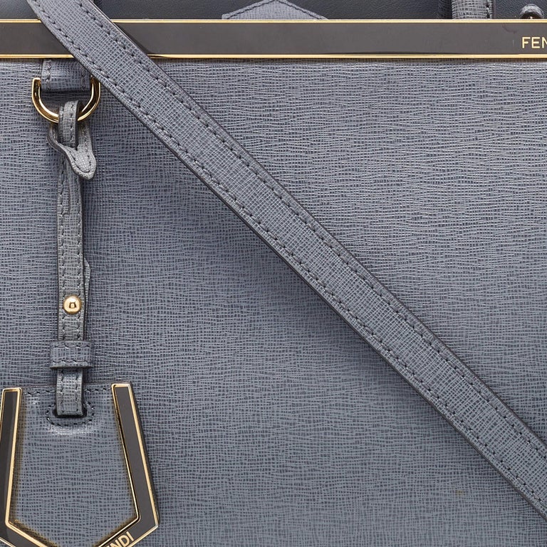Fendi Grey Leather Petite Sac 2Jours Tote For Sale at 1stDibs