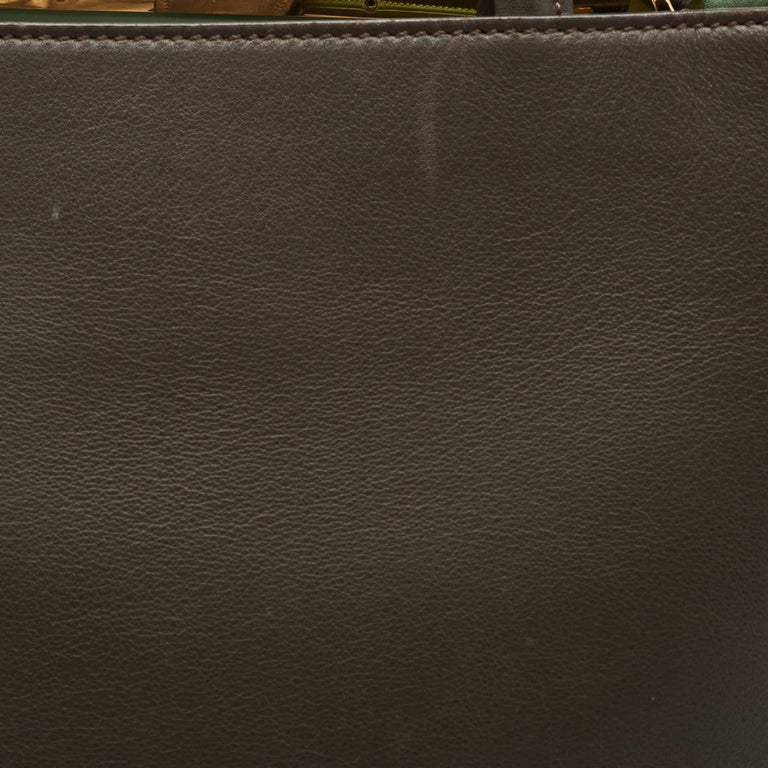 Fendi Grey Leather Small 2Jours Tote For Sale at 1stDibs