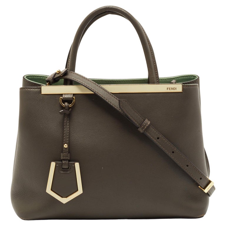 Fendi Grey Leather Small 2Jours Tote For Sale at 1stDibs