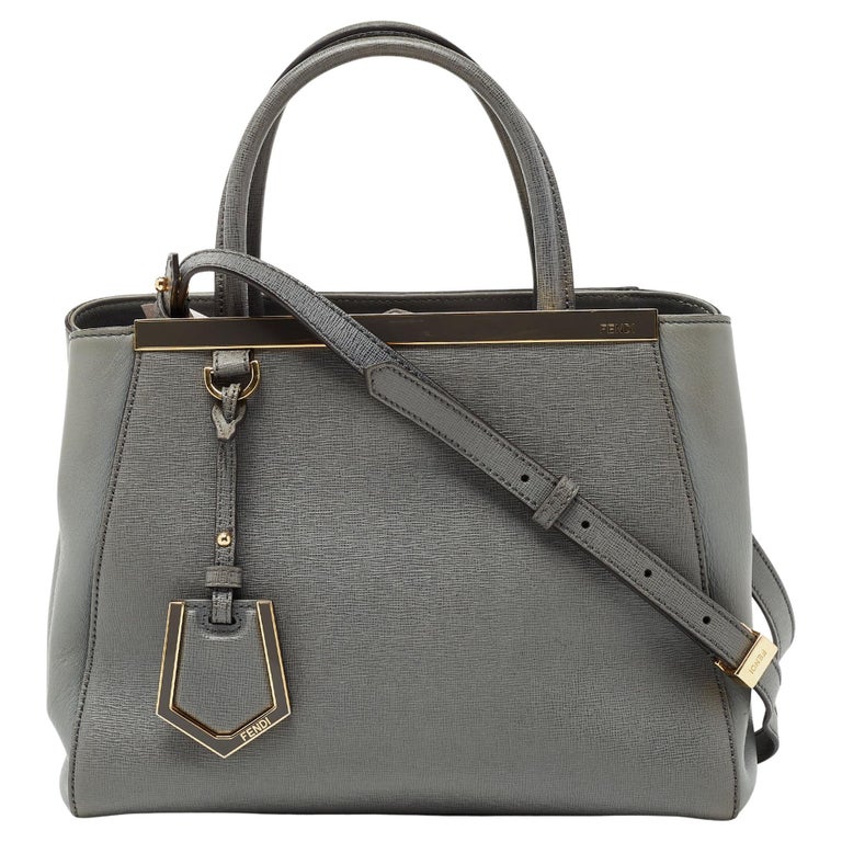 Fendi Grey Leather Small 2Jours Tote For Sale at 1stDibs