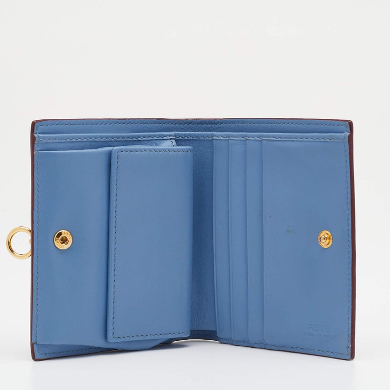 Fendi Grey/ Light Blue Leather By The Way Bifold Wallet For Sale at 1stDibs