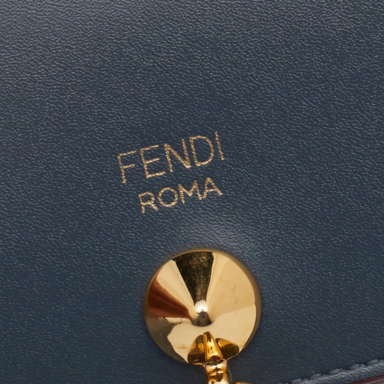 Fendi Grey/ Light Blue Leather By The Way Bifold Wallet For Sale at 1stDibs