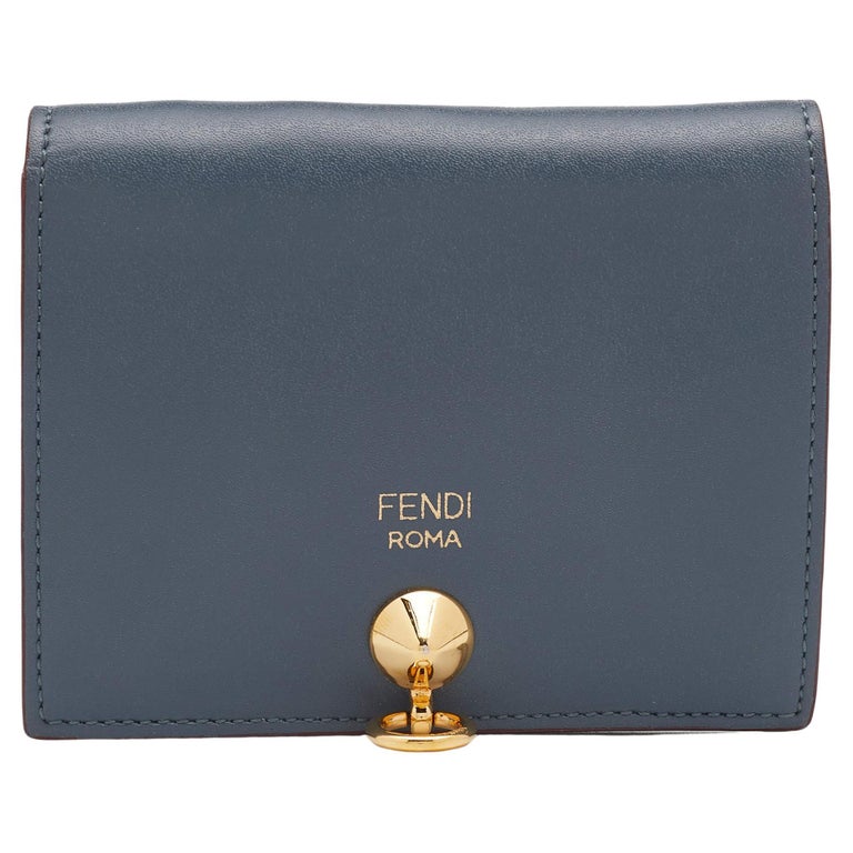 Fendi Grey/ Light Blue Leather By The Way Bifold Wallet For Sale at 1stDibs