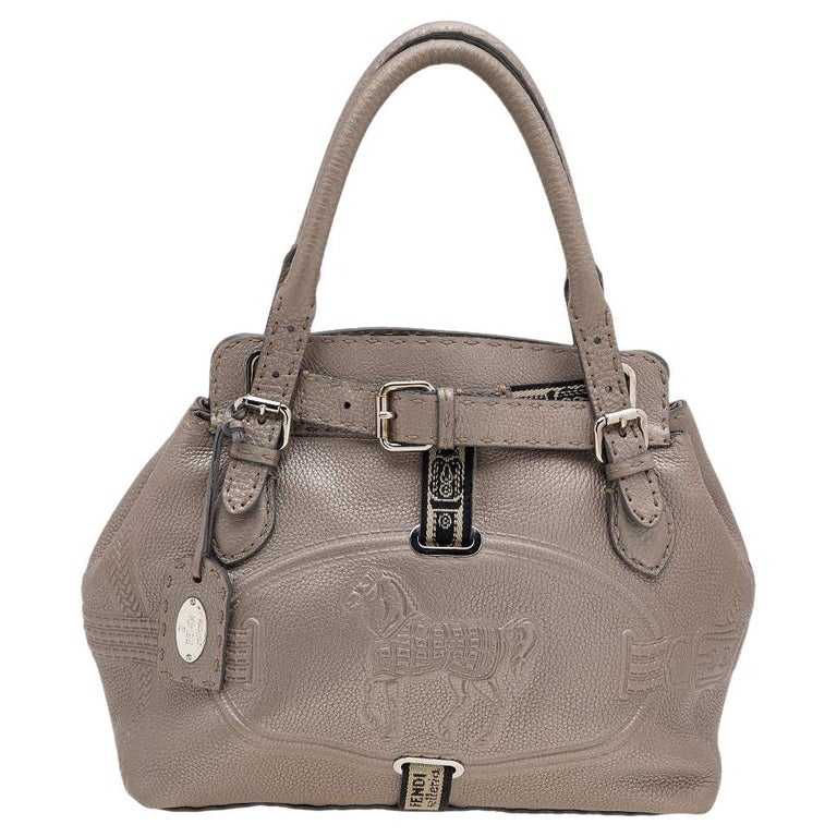 Fendi Grey Selleria Villa Borghese Tote For Sale at 1stDibs