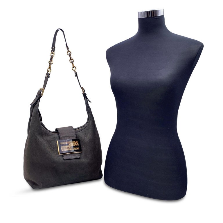 Fendi Grey Shimmering Leather Shoulder Bag Tote Hobo Bag For Sale at ...