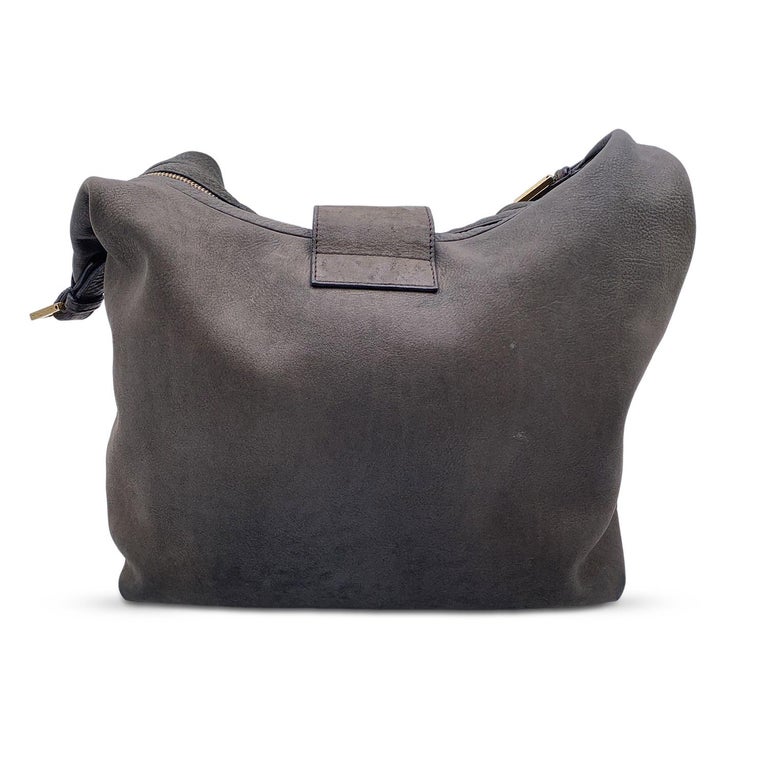 Fendi Grey Shimmering Leather Shoulder Bag Tote Hobo Bag For Sale at ...