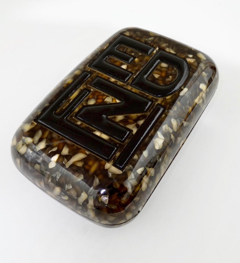Fendi Hard Case Logo Clutch For Sale at 1stDibs