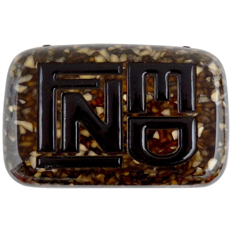 Fendi Hard Case Logo Clutch For Sale at 1stDibs