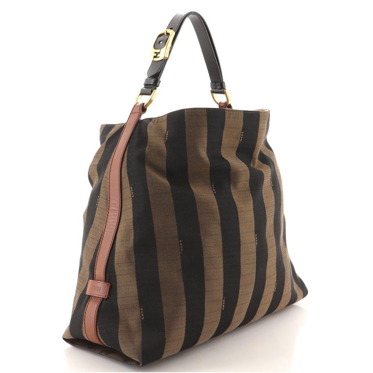 Fendi Hobo Pequin Canvas Large For Sale at 1stDibs