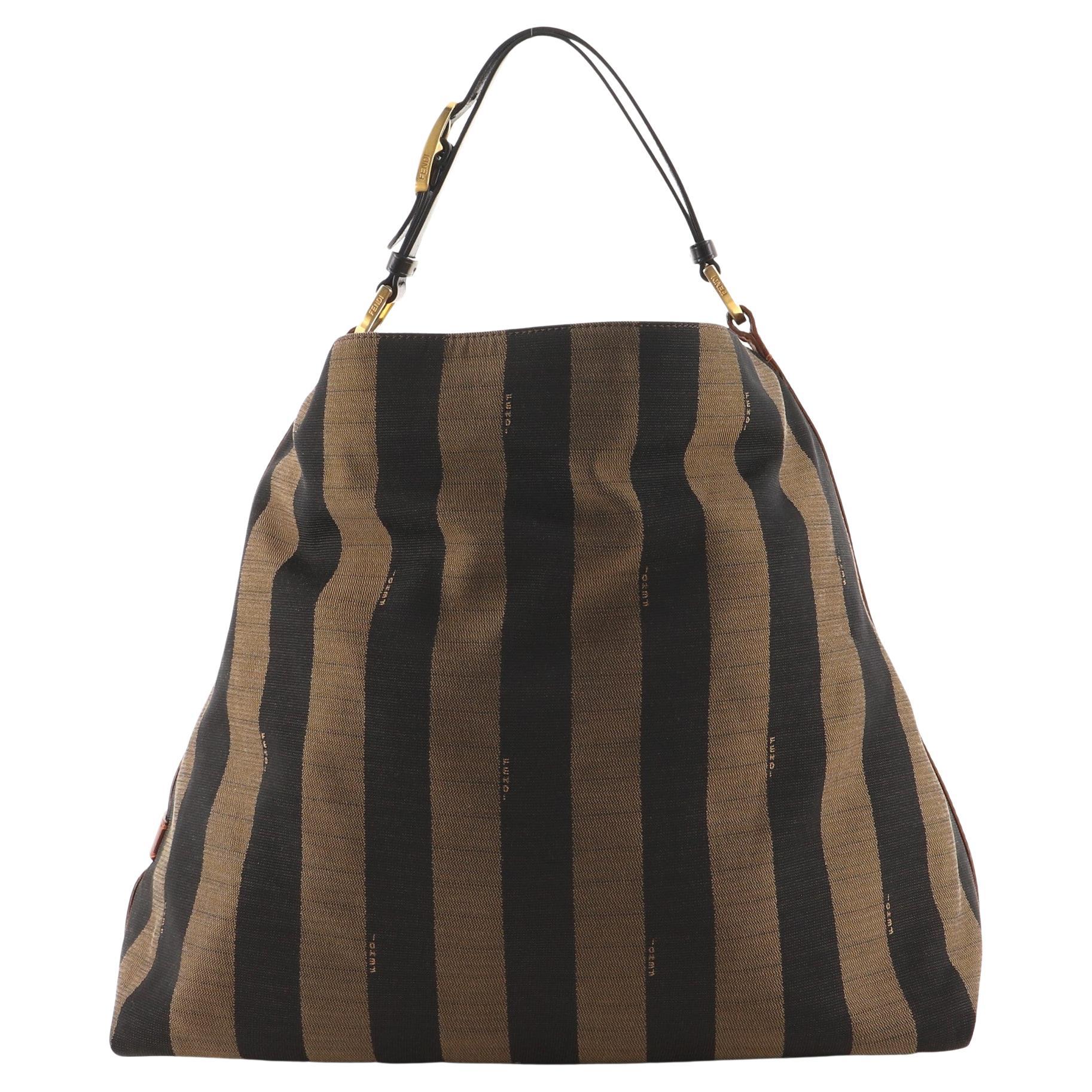 Fendi Hobo Pequin Canvas Large For Sale at 1stDibs