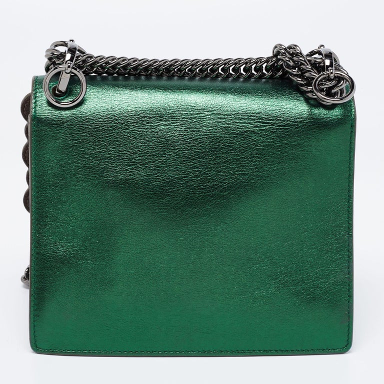 Fendi Jade Green Leather Small Scalloped Kan I Shoulder Bag For Sale at ...