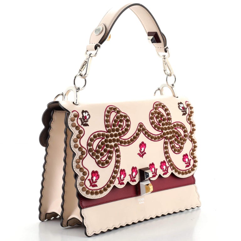 Fendi Kan I Bag Embroidered Studded Leather Medium at 1stDibs