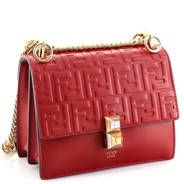 Fendi Kan I Bag Zucca Embossed Leather Small For Sale at 1stDibs