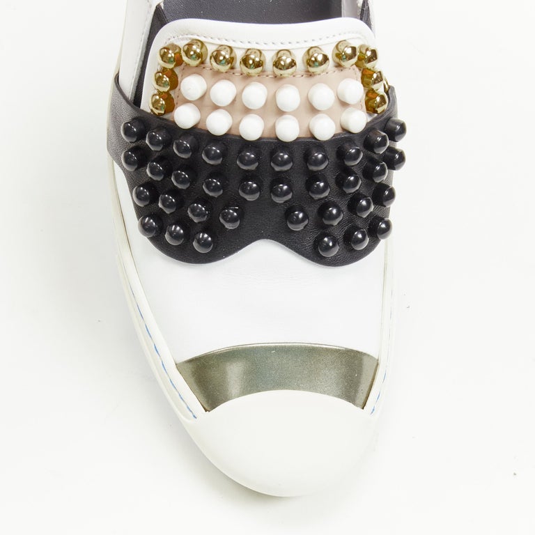 FENDI Karl Loves studded Karlito white leather skate sneakers EU36.5 ...
