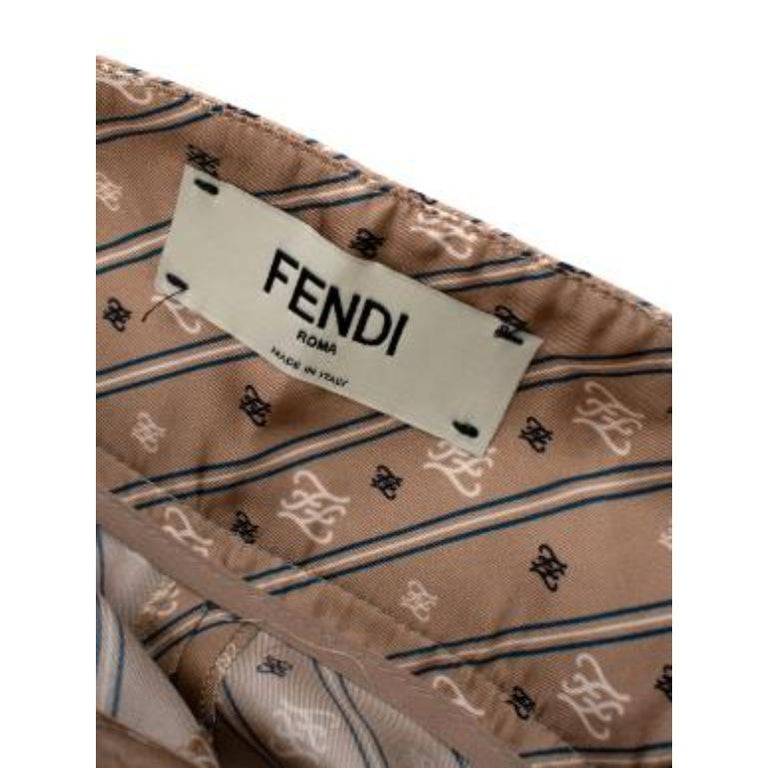 Fendi Karligraphy Brown Silk Belted Trousers For Sale at 1stDibs