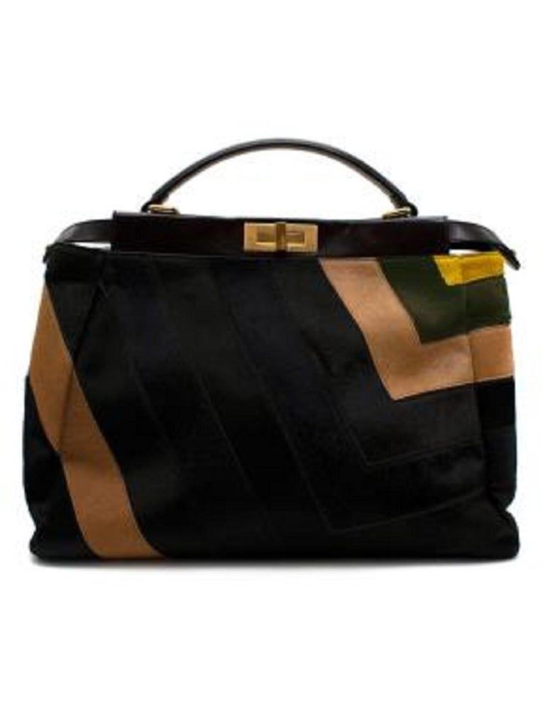 Fendi Large Patchwork Calfhair Peekaboo Bag For Sale at 1stDibs