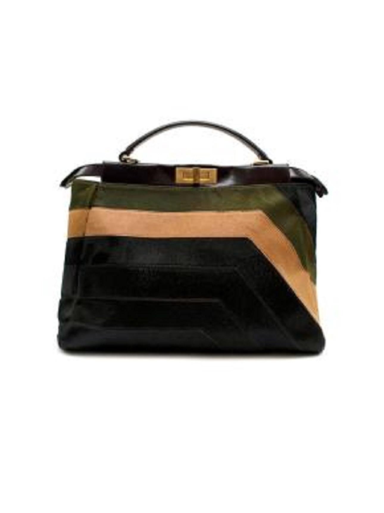 Fendi Large Patchwork Calfhair Peekaboo Bag For Sale at 1stDibs