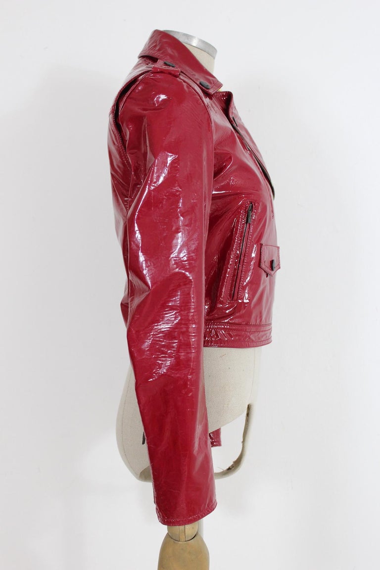 Fendi Leather Patent Red Biker Jacket at 1stDibs