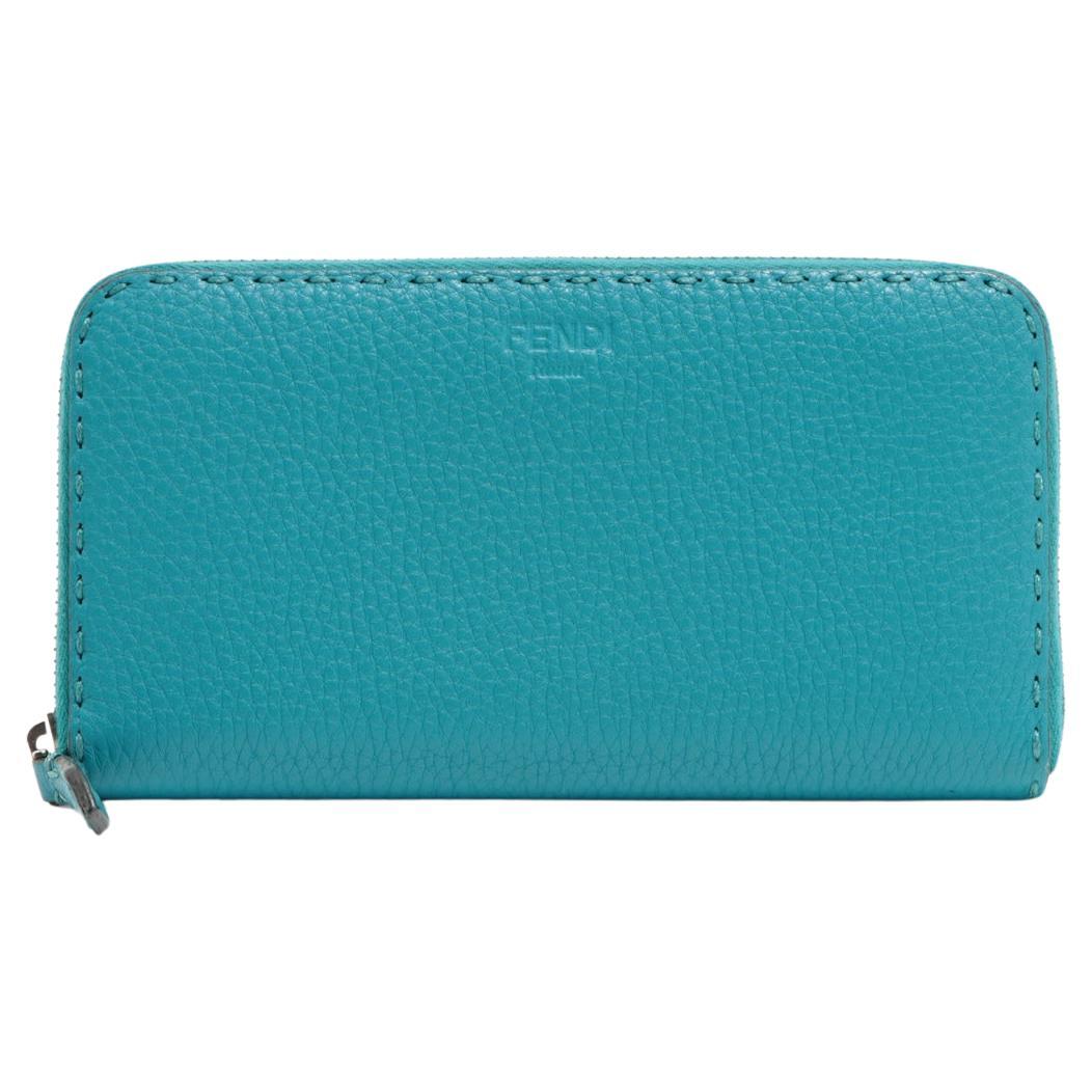 Fendi Leather Zippy Wallet Blue For Sale at 1stDibs