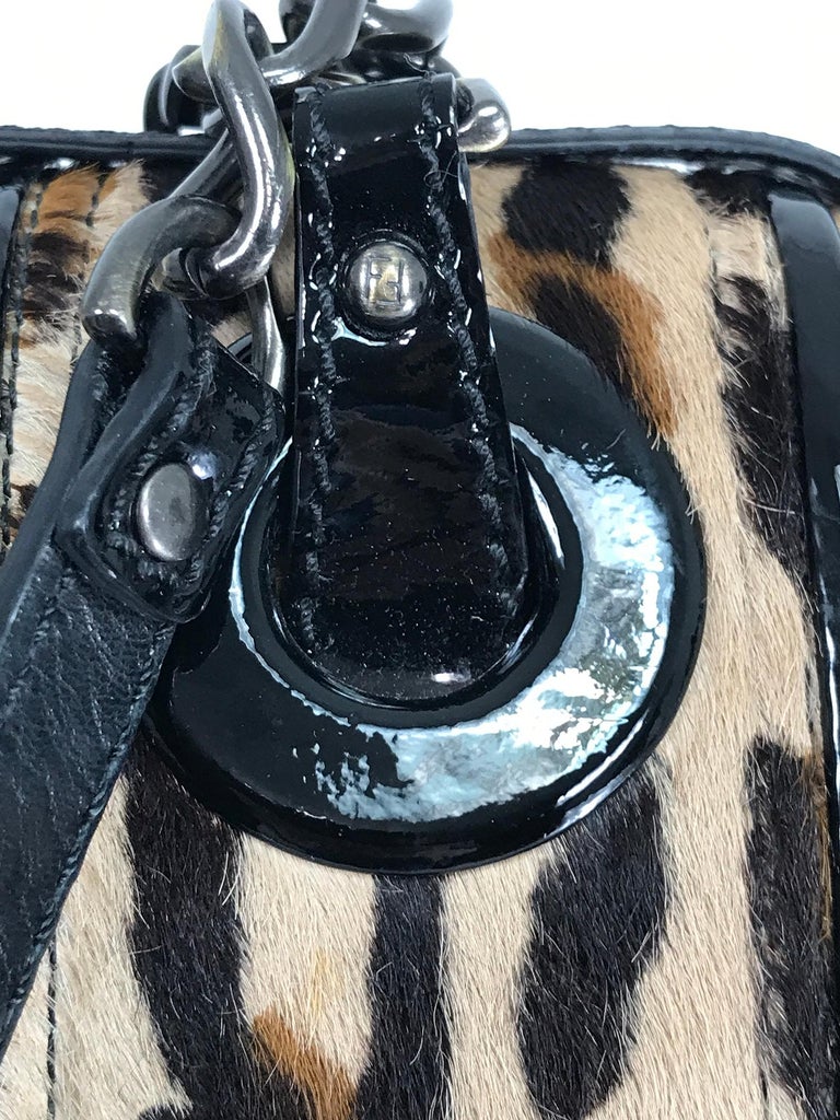 Fendi Leopard Print Calf Hair and Black Patent Leather B Bag at 1stDibs ...