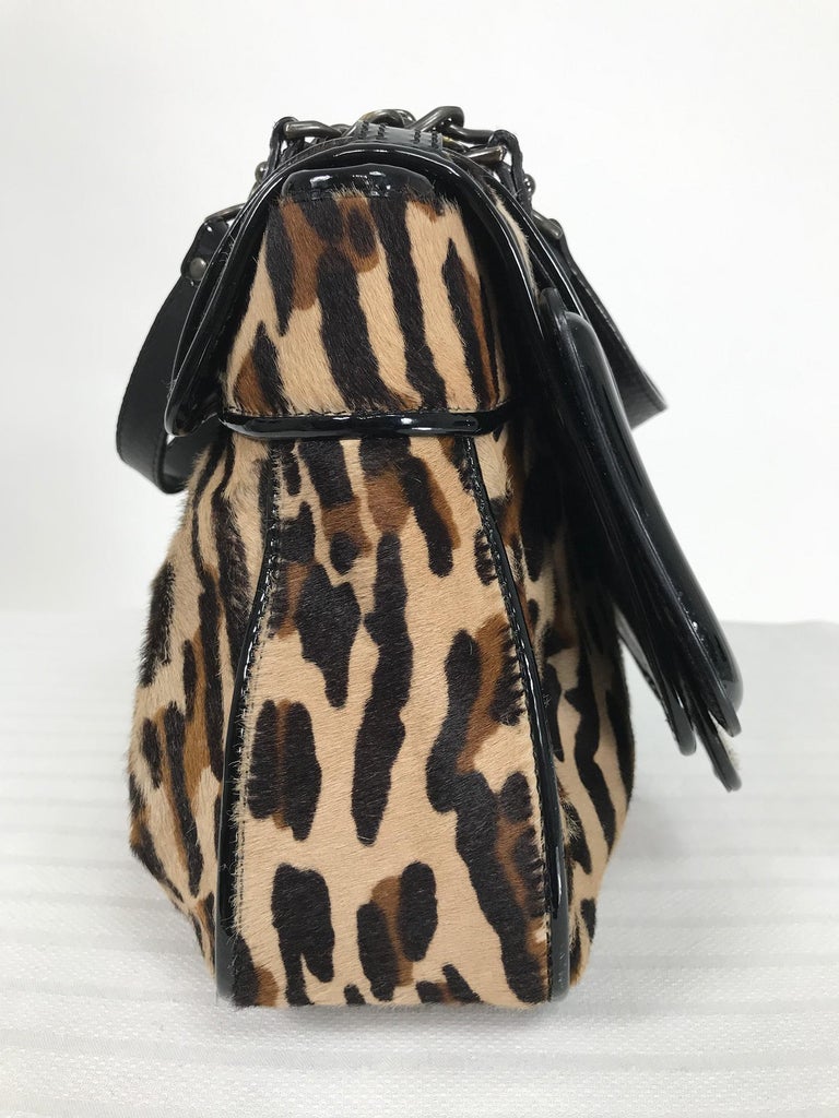 Fendi Leopard Print Calf Hair and Black Patent Leather B Bag at 1stDibs ...
