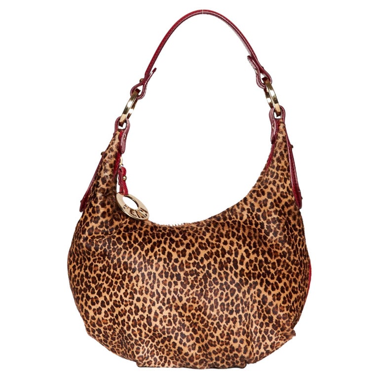 Fendi Leopard Print Hobo Croissant Calf Hair For Sale at 1stDibs