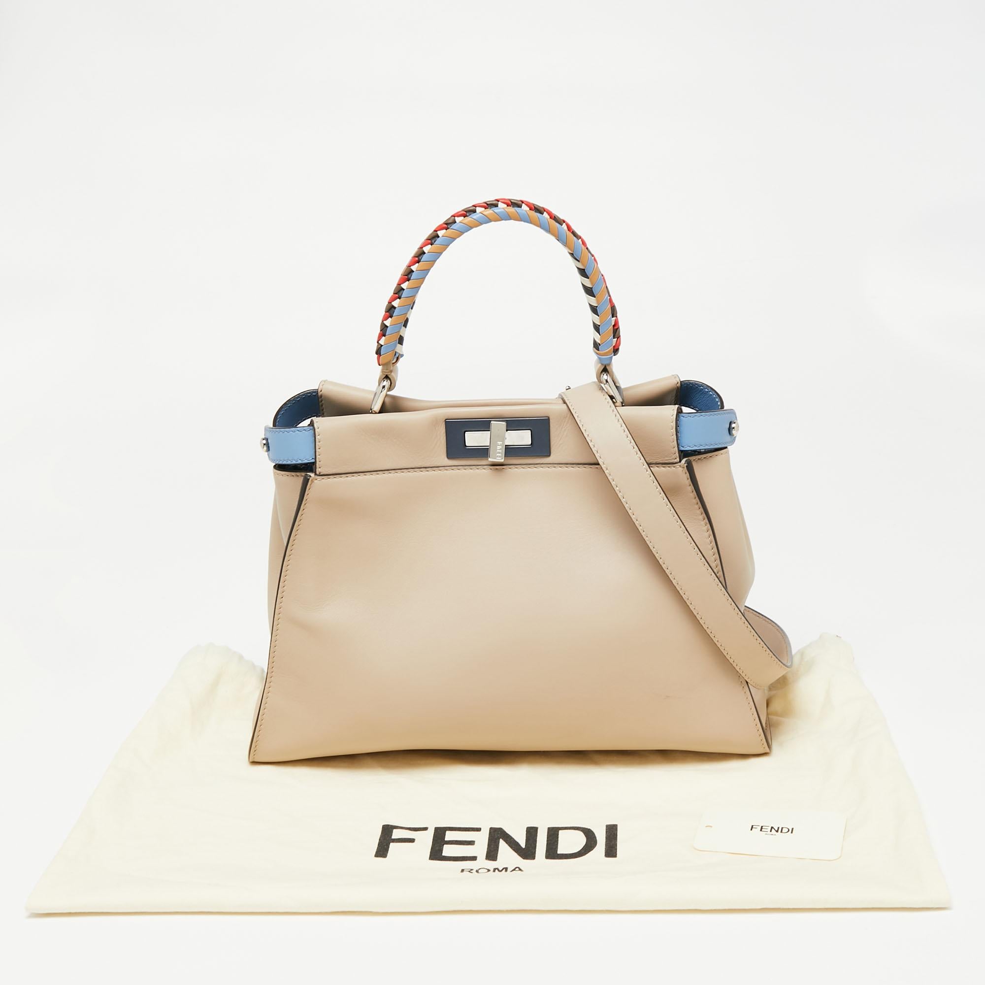 Fendi Light Beige Leather Peekaboo Braided Top Handle Bag at 1stDibs ...