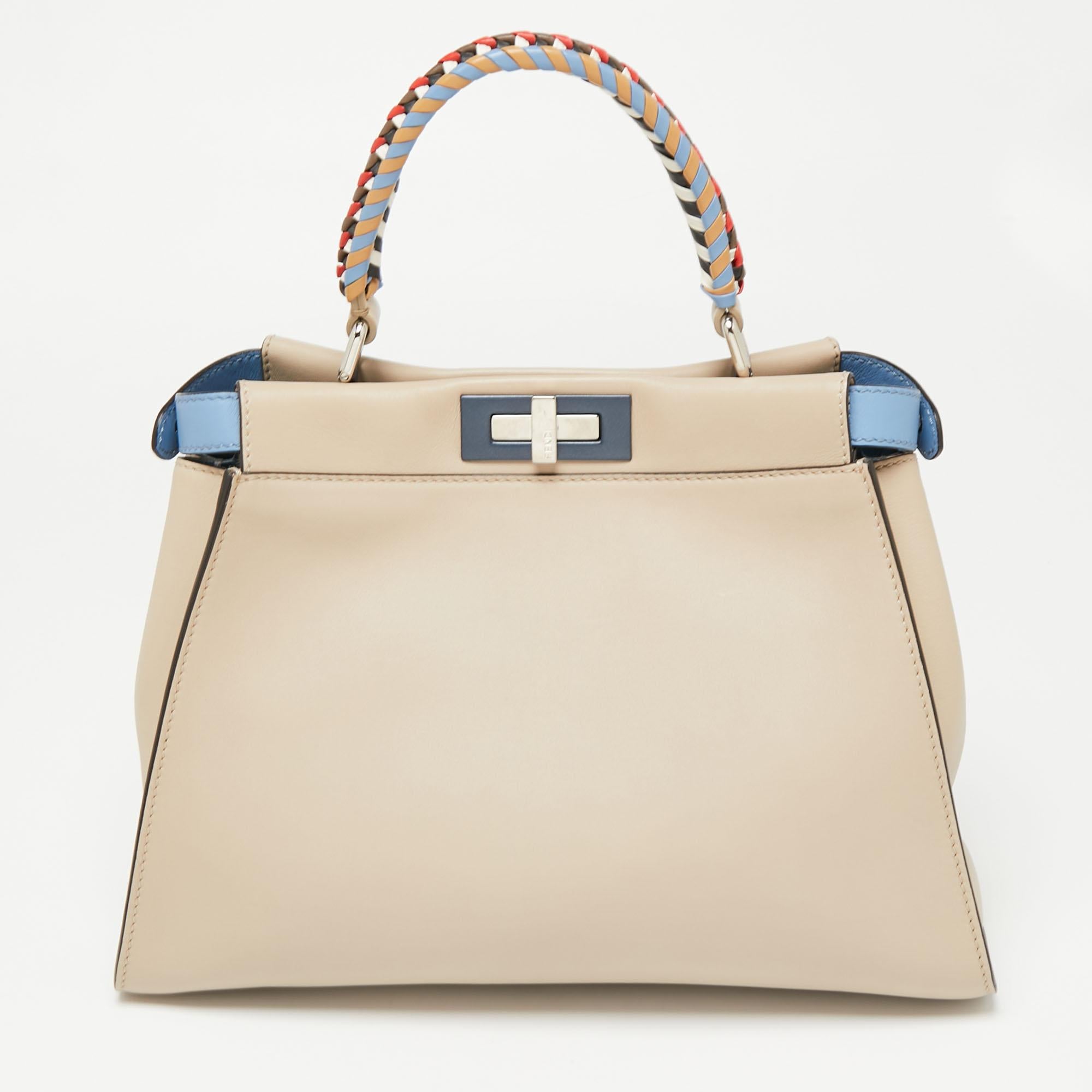 Fendi Light Beige Leather Peekaboo Braided Top Handle Bag at 1stDibs ...