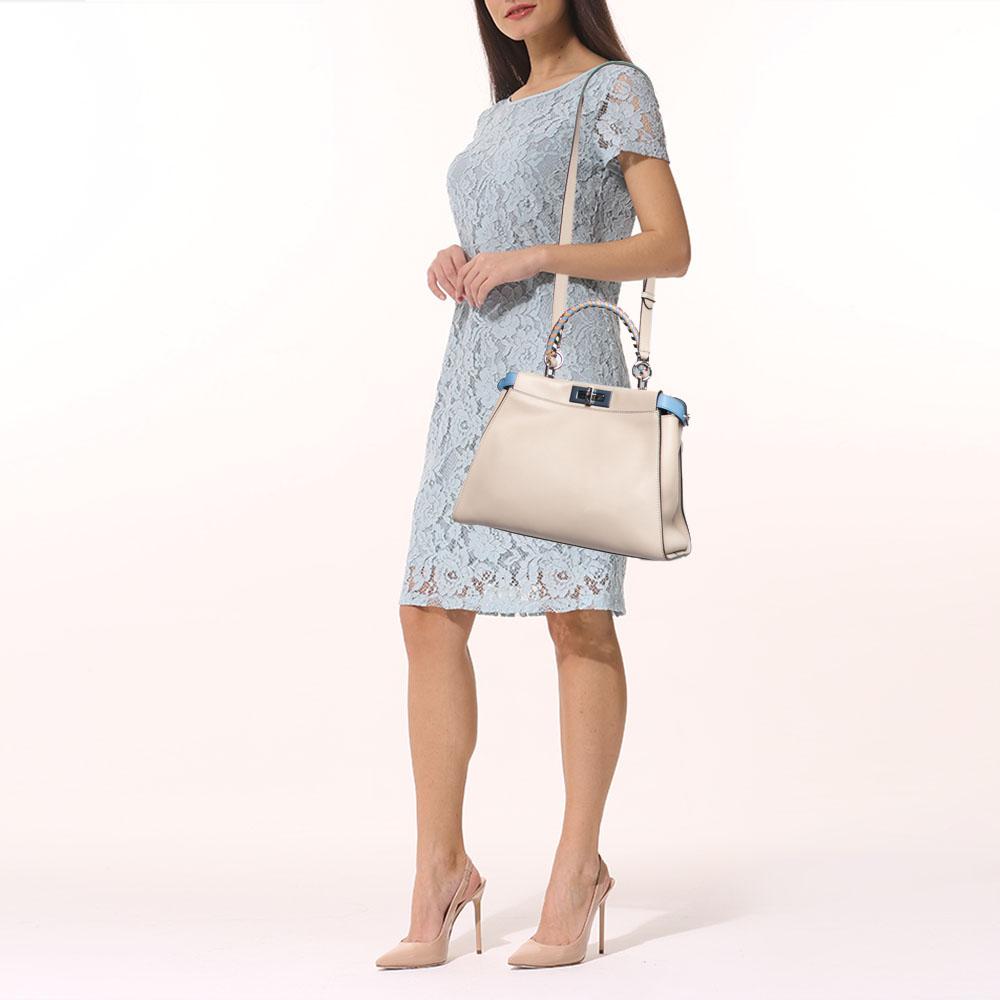 Fendi Light Beige Leather Peekaboo Braided Top Handle Bag at 1stDibs ...