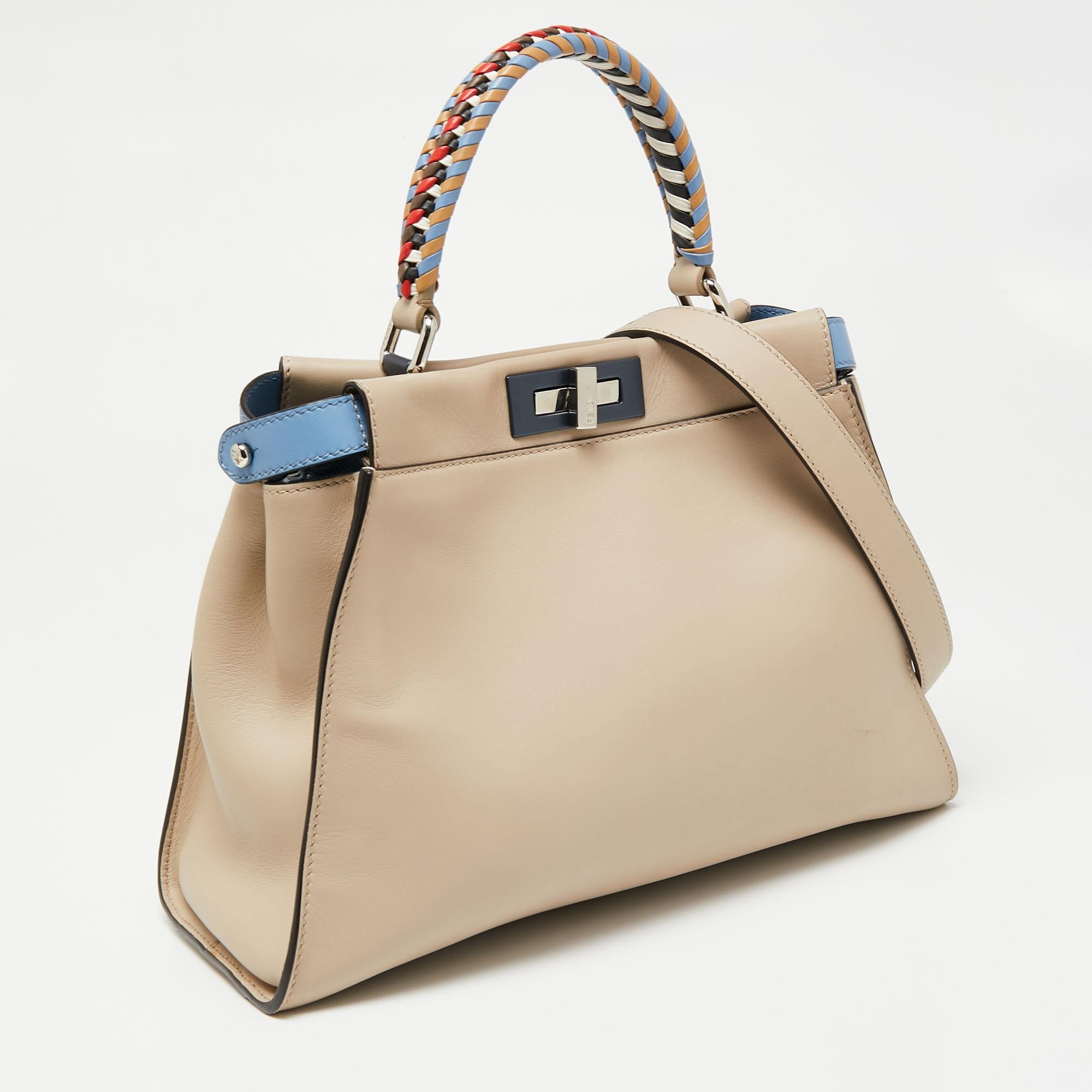 Fendi Light Beige Leather Peekaboo Braided Top Handle Bag at 1stDibs ...