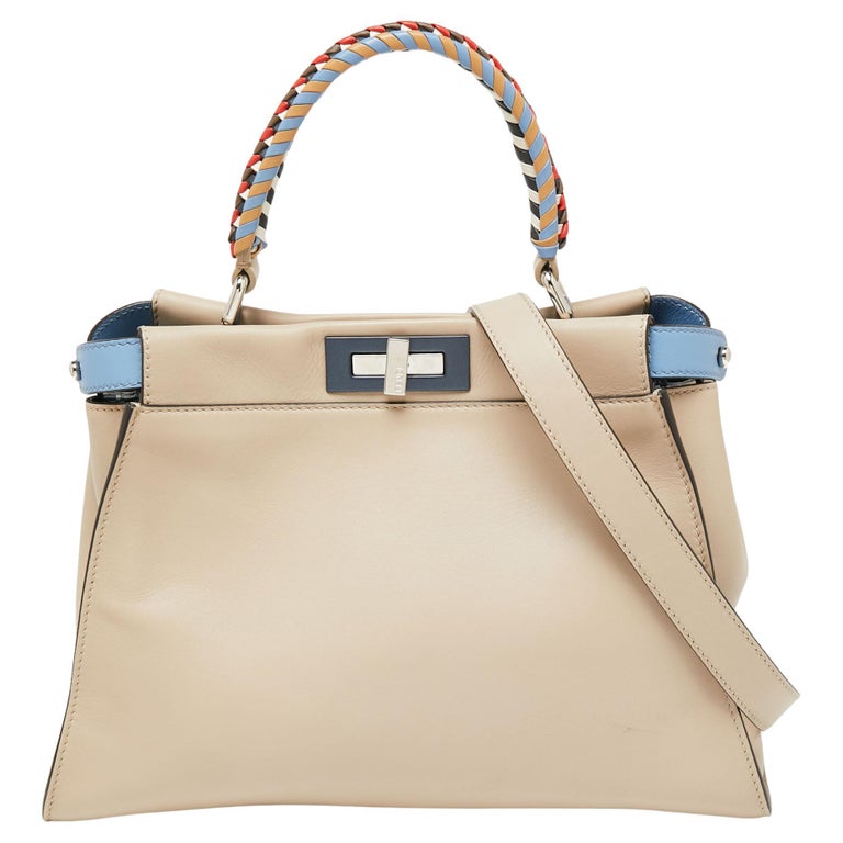 Fendi Light Beige Leather Peekaboo Braided Top Handle Bag For Sale at ...