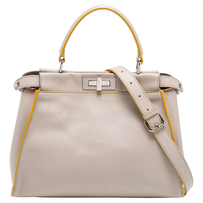 Fendi Light Beige Leather Peekaboo Medium Top Handle Bag For Sale at ...