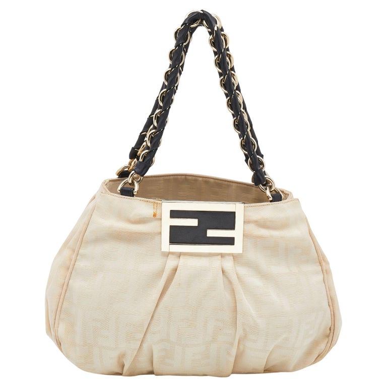 Fendi Light Beige Zucca Canvas Small Mia Tote For Sale at 1stDibs