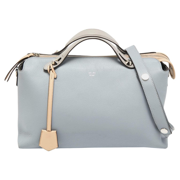 Fendi Light Blue Leather Large By The Way Boston Bag For Sale at 1stDibs