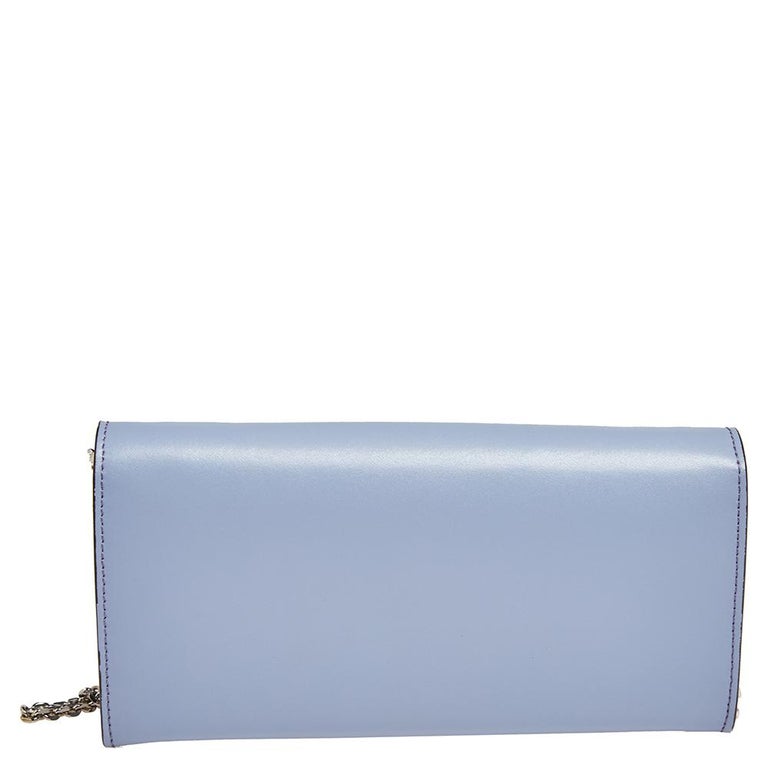 Fendi Light Blue Leather Studded Flap Wallet On Chain at 1stDibs