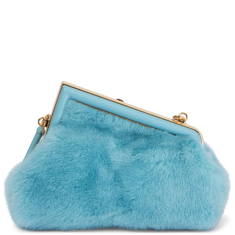 FENDI light blue MINK FUR FIRST SMALL Clutch Shoulder Bag For Sale at ...