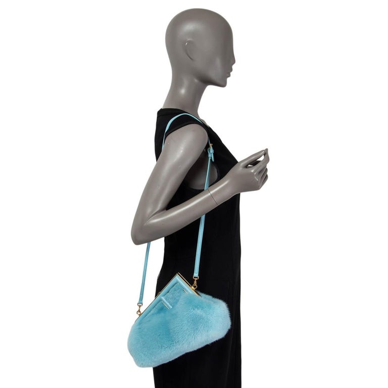 FENDI light blue MINK FUR FIRST SMALL Clutch Shoulder Bag For Sale at ...