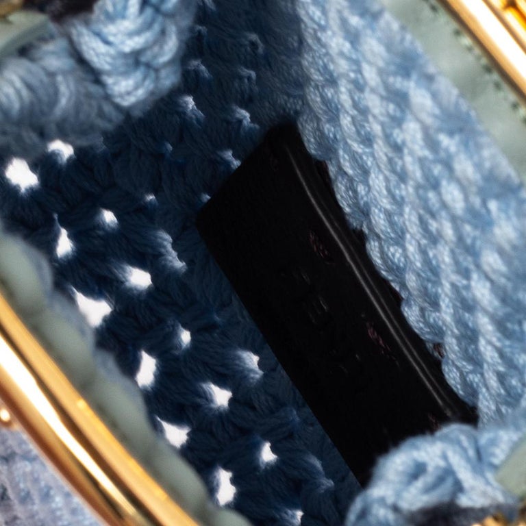 Fendi Light Blue Woven Fabric Framed Coin Purse For Sale at 1stDibs