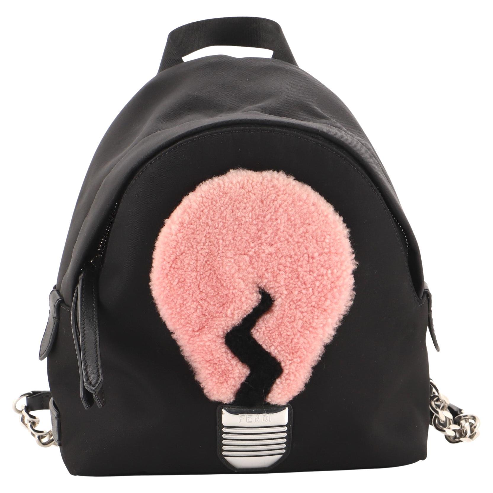 Fendi Light Bulb Backpack Nylon with Shearling Mini at 1stDibs