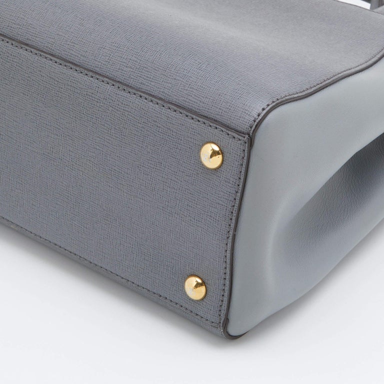 Fendi Light Grey Leather Small 2Jours Tote For Sale at 1stDibs