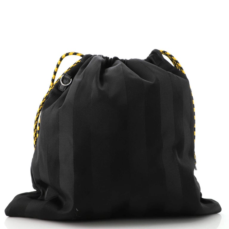 Fendi Logo Drawstring Shoulder Bag Striped Nylon For Sale at 1stDibs